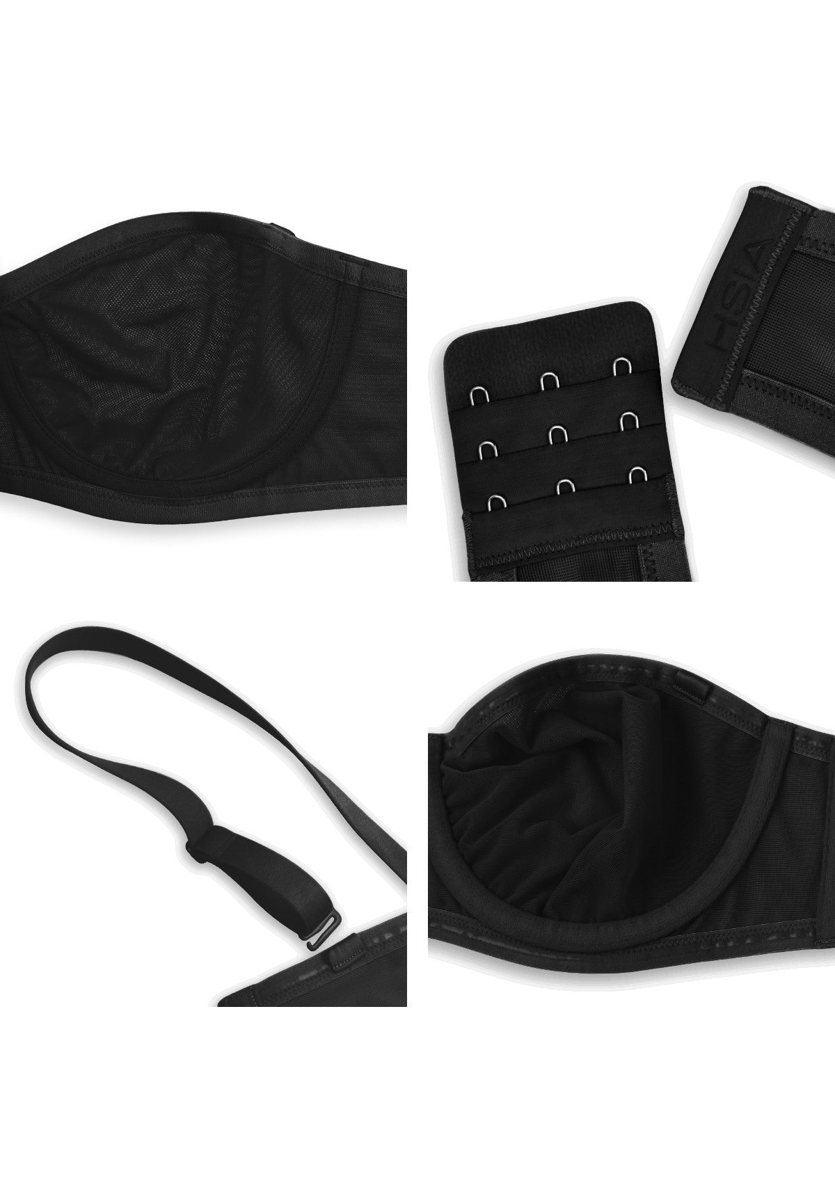 Bella Sheer Mesh Unlined Underwire Strapless Balconette Bra – HSIA