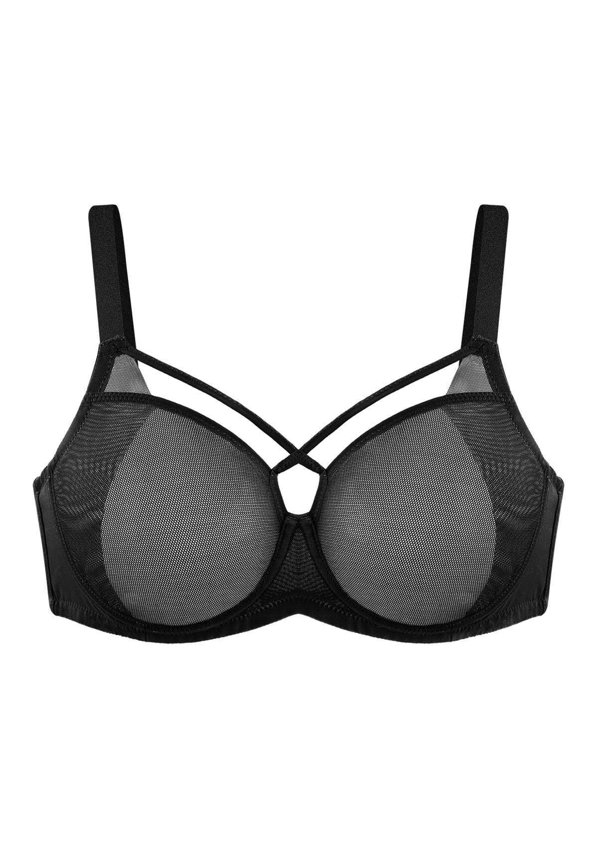 HSIA Billie Cross Front Strap Sheer Mesh Unlined Bra and Underwear Set