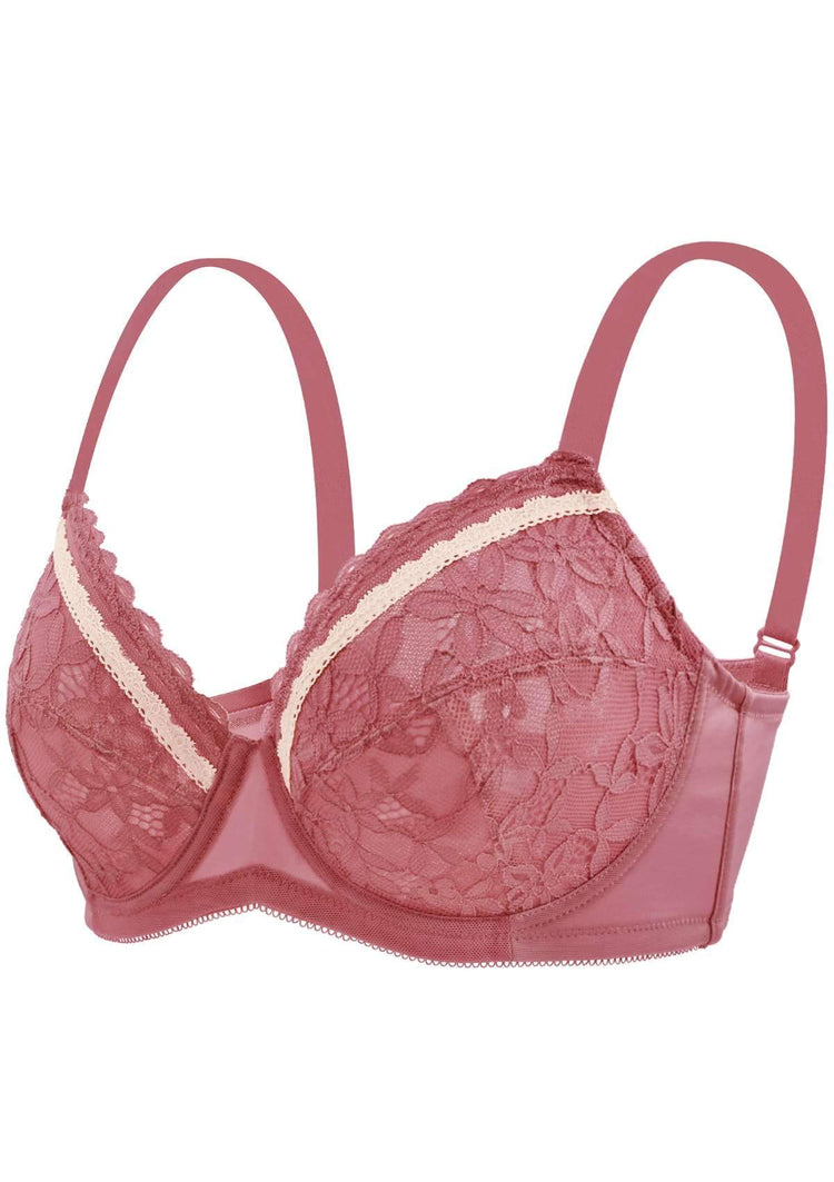 Contrast Color Lace Unlined Underwire Bra | HSIA